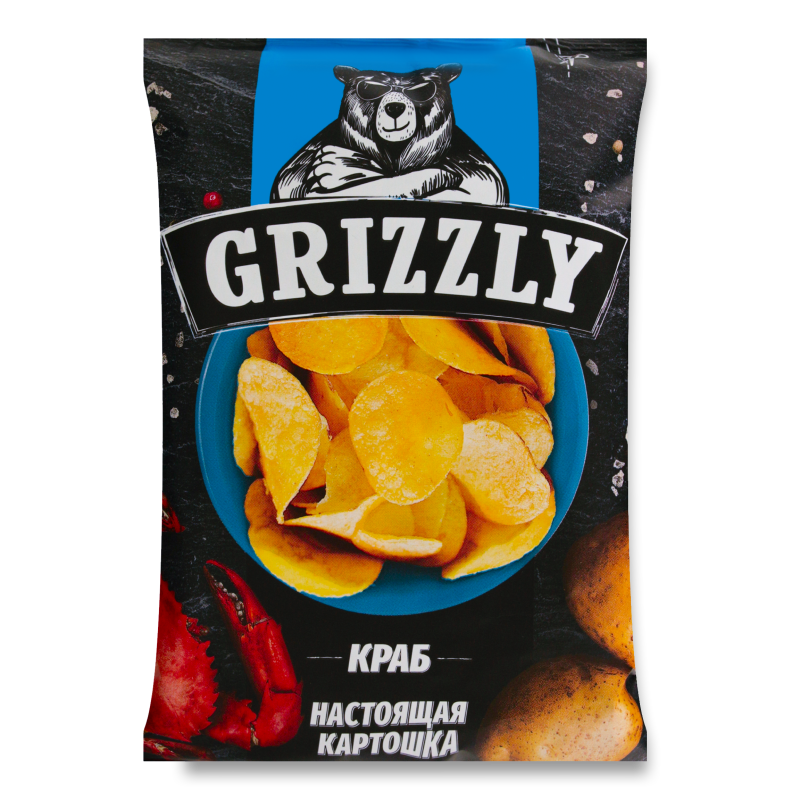 Чипсы Натуральные Картофельные Краб Grizzly м/у 110г (Ќазаќстан ...