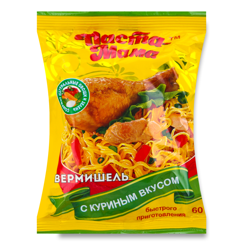 Вермишель Быстрого Приготовления с Куриным Вкусом паста-мама м/у 60г ...