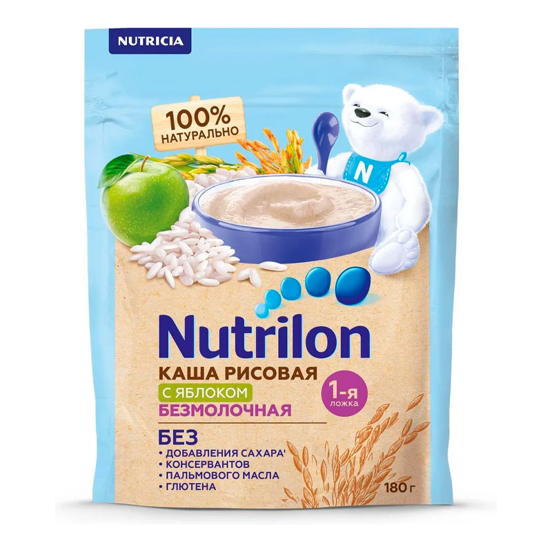 Каша Nutrilon Рисовая Яблоко 180гр стаб/б (Ресей/Россия) купить оптом ...