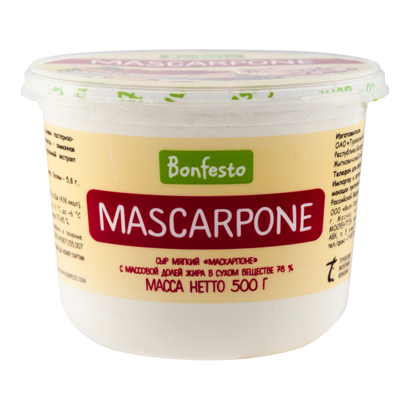 Сыр Bonfesto Mascarpone 78% 500гр Стак (Беларусь) купить оптом ...